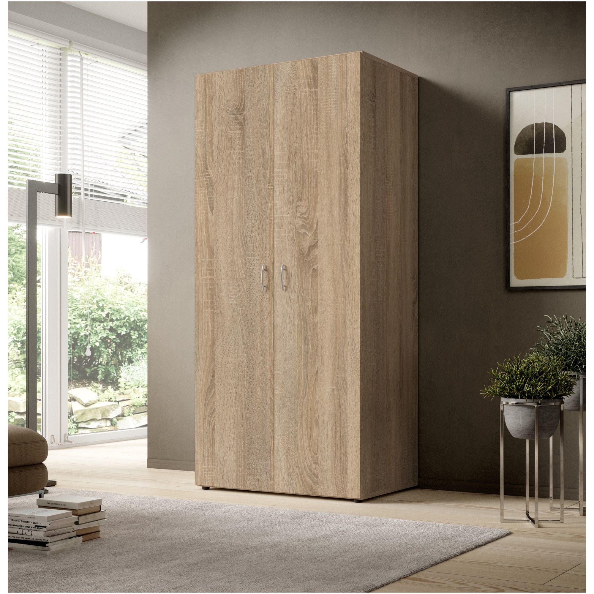 Dulap/Dressing Base 2, 2 usi, 81x177x52 cm, PAL, Culoare Sonoma - eMAG.ro