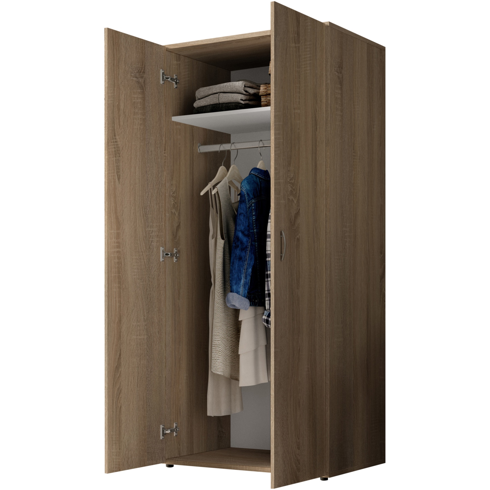Dulap/Dressing Base 2, 2 usi, 81x177x52 cm, PAL, Culoare Sonoma - eMAG.ro