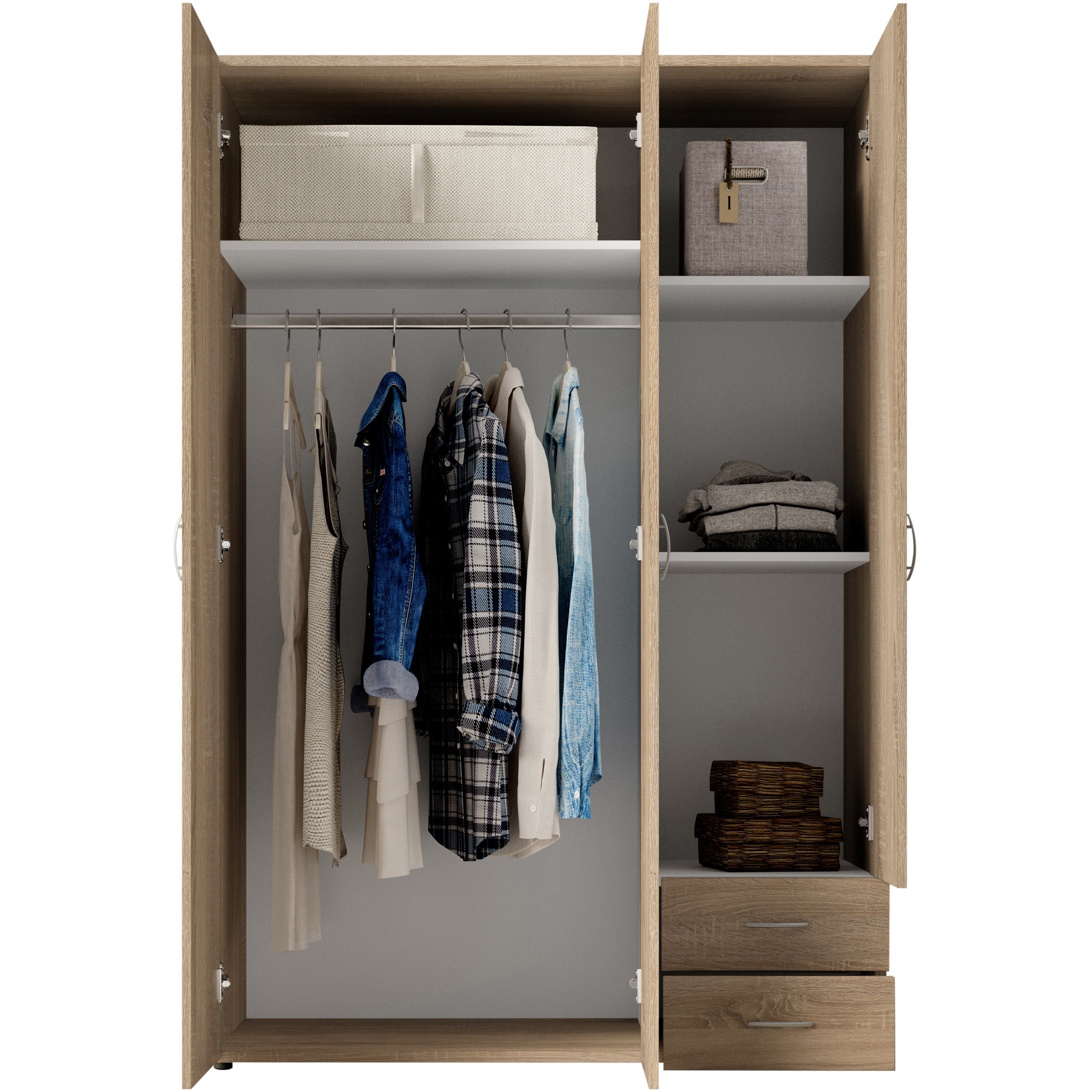 Dulap Base 3, 3 usi, 120x177x52 cm, PAL, Culoare Sonoma - eMAG.ro