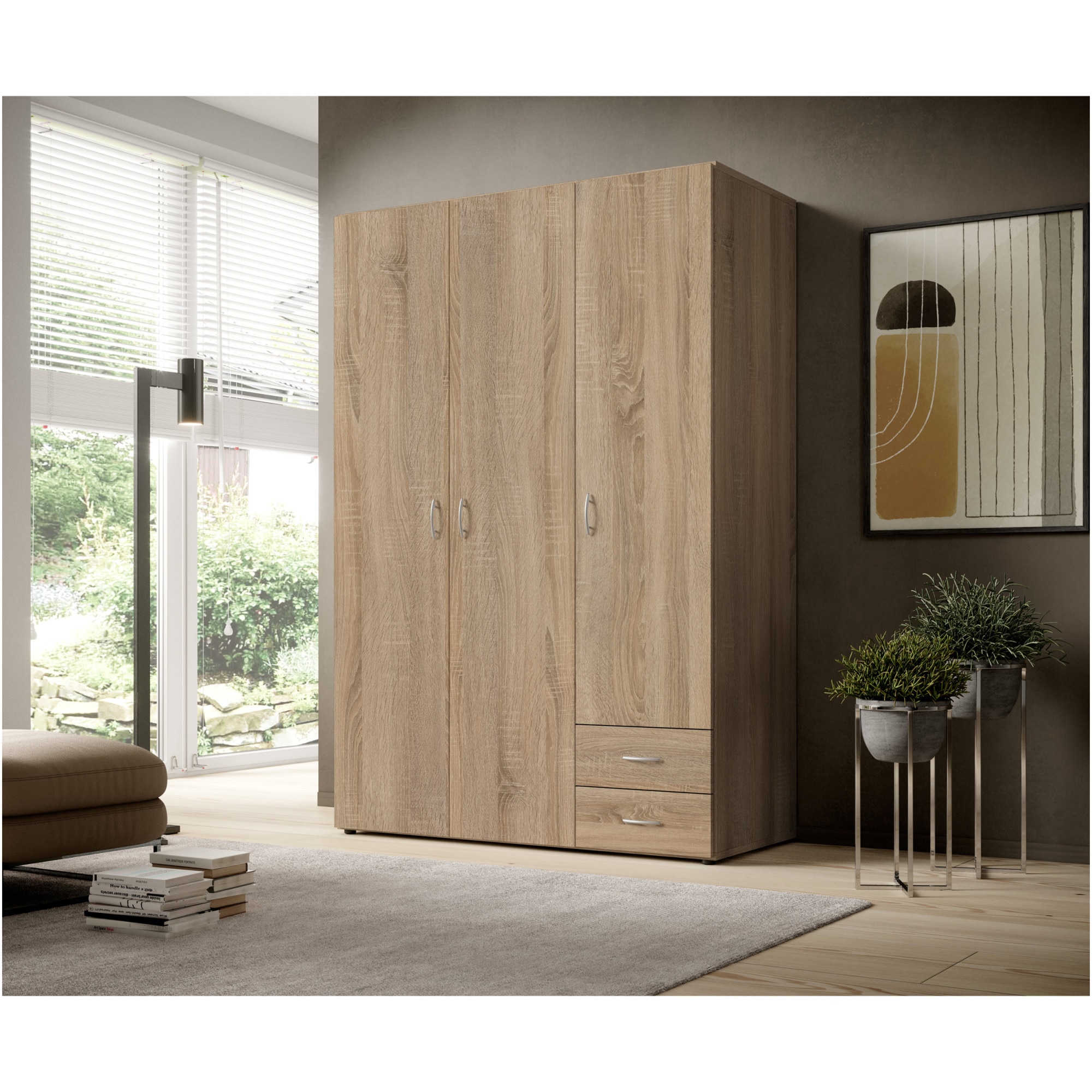 Dulap Base 3, 3 usi, 120x177x52 cm, PAL, Culoare Sonoma - eMAG.ro