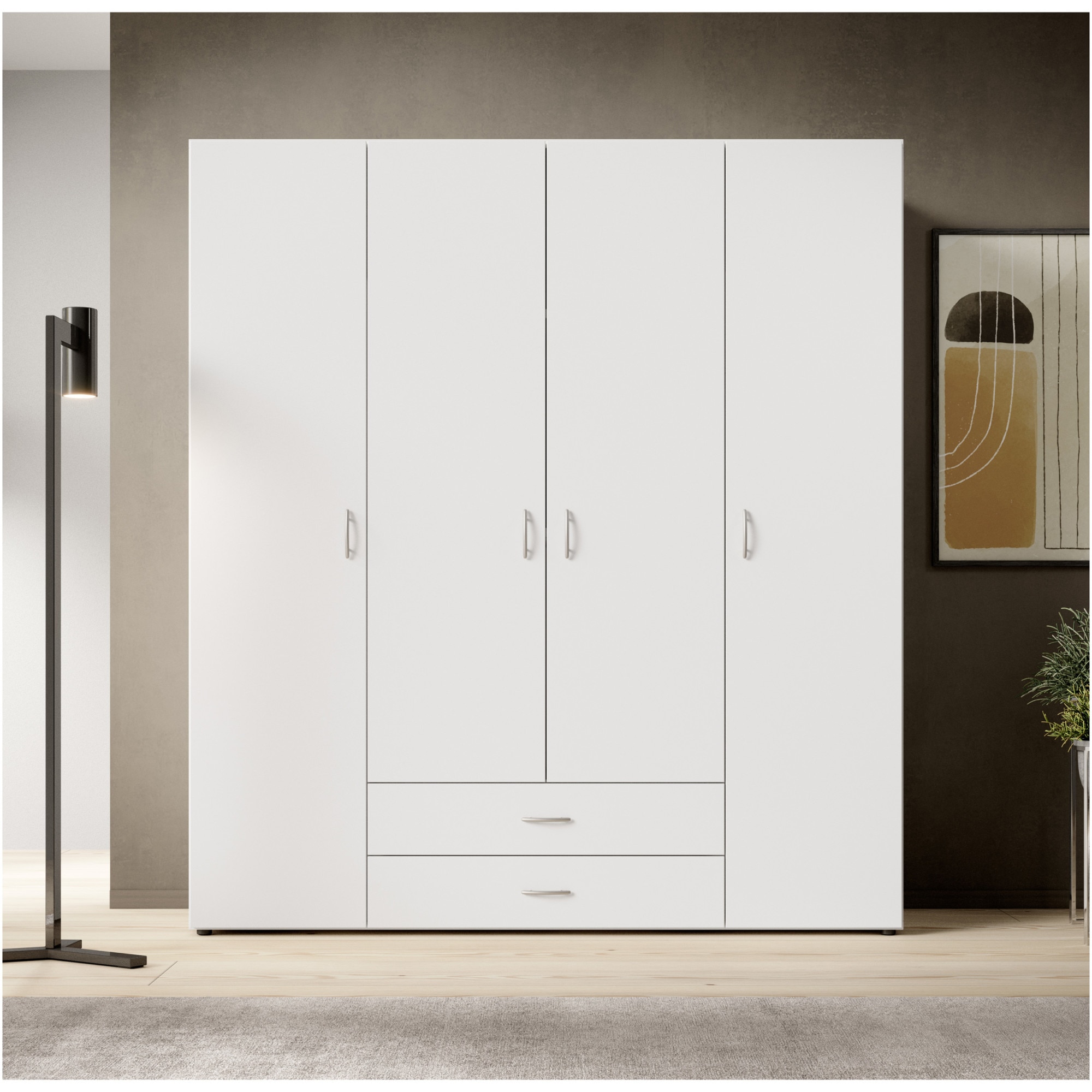 Dulap Base 4, 4 usi, 160x177x52 cm, PAL, Culoare Alb - eMAG.ro