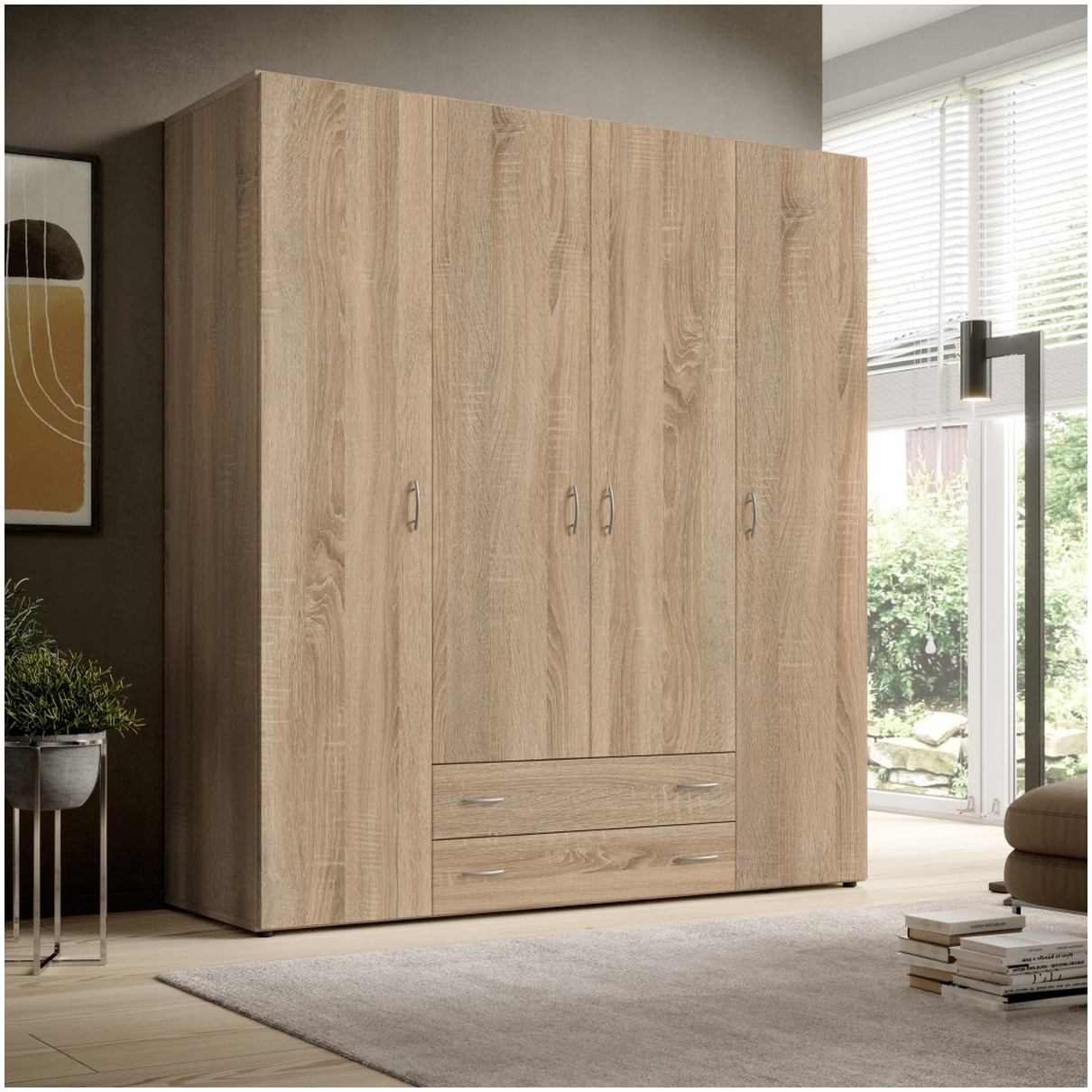 Dulap Base 4, 4 usi, 160x177x52 cm, PAL, Culoare Sonoma - eMAG.ro