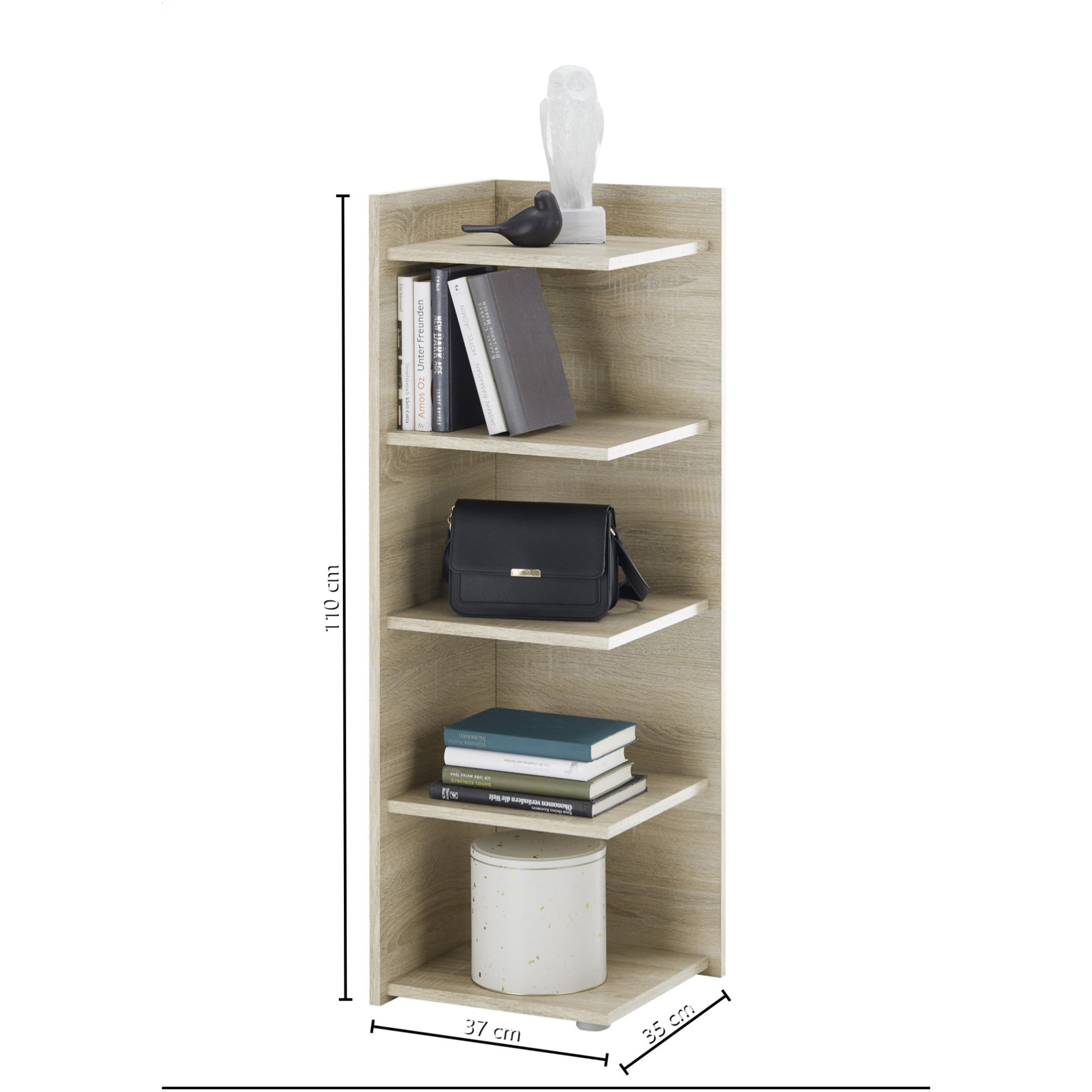 Etajera colt CORNER LUX, 5 compartimente, culoare sonoma - eMAG.ro