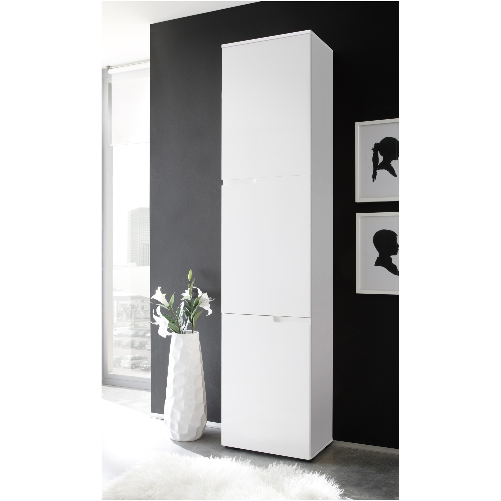 Dulap/Dressing inalt SPICE, dimensiuni 50x216x35 cm, culoare alb/alb ...