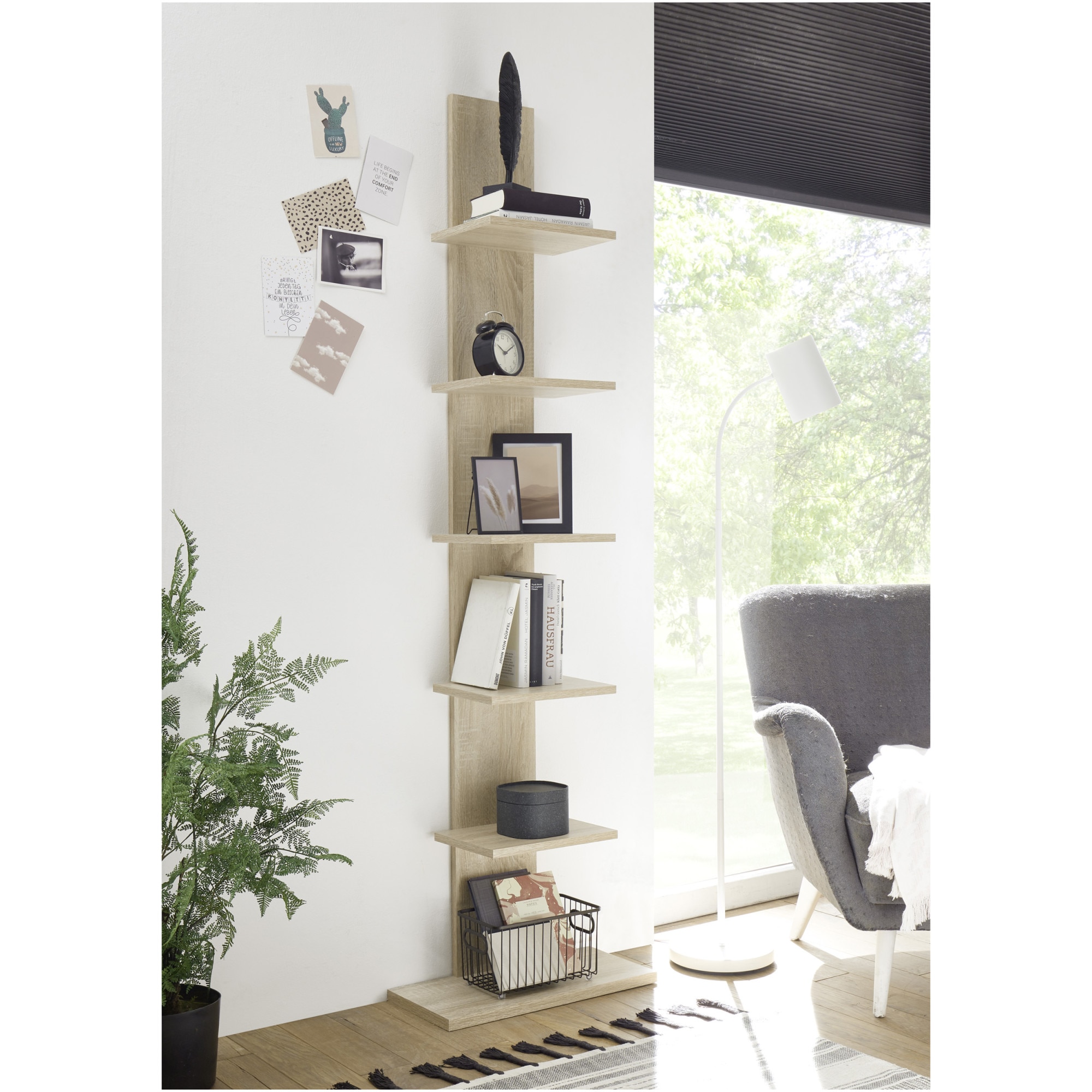 Etajera WALL cu 5 rafturi, dimensiuni 50x180x23 cm, culoare sonoma ...