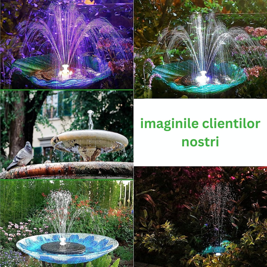 Fantana arteziana cu incarcare solara si LED, automata, Decoratiune ...