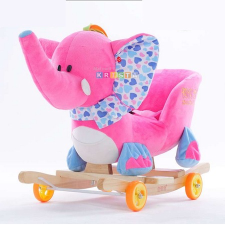 Balansoar din plus cu roti Elefantul Roz - Krista® - eMAG.ro
