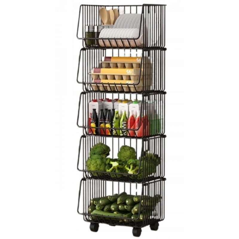 Raft metalic DIGIMAT®, pe 5 niveluri, pentru fructe sau legume, mobil ...