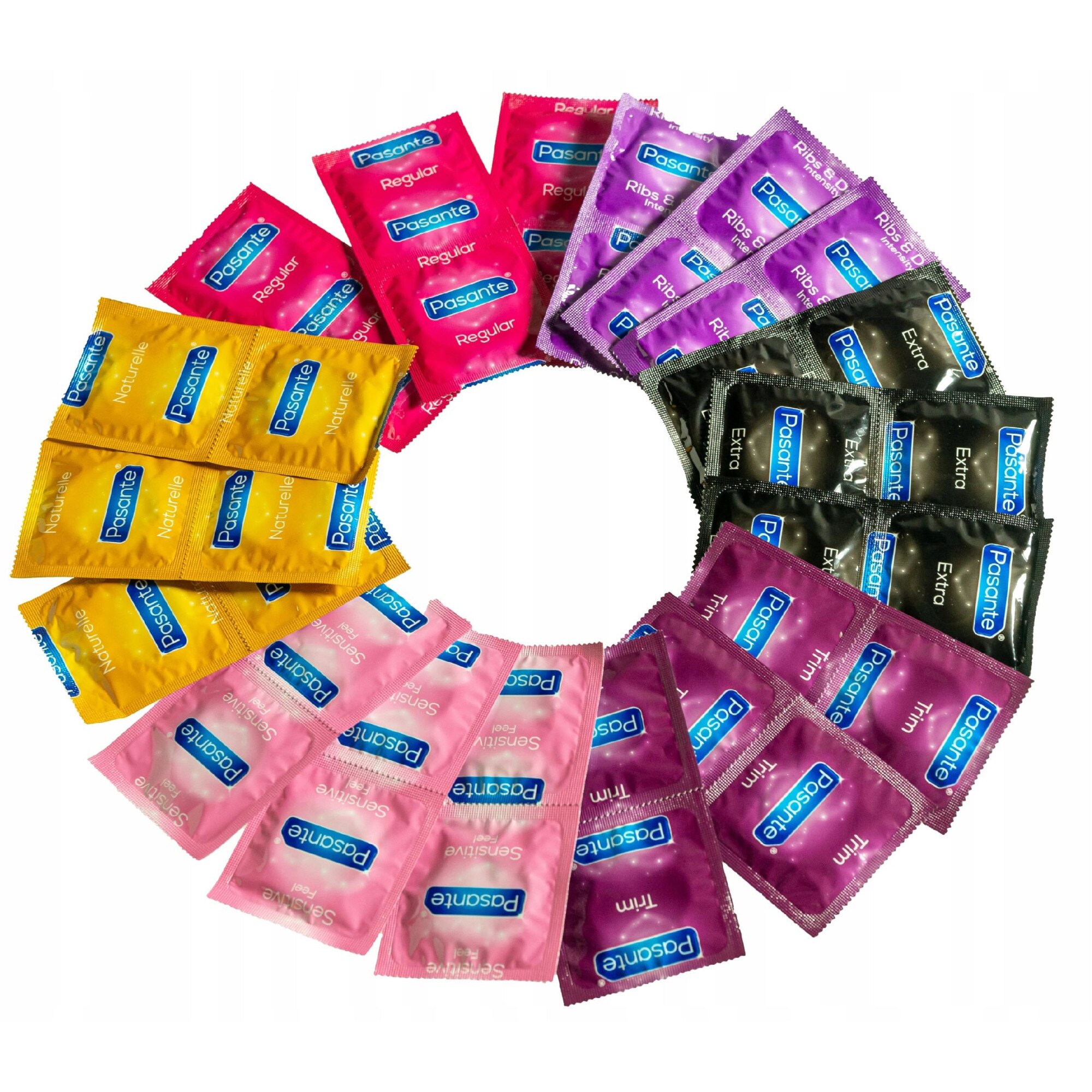 Set 50 prezervative, Pasante, Latex, 7 tipuri, Multicolor - eMAG.ro