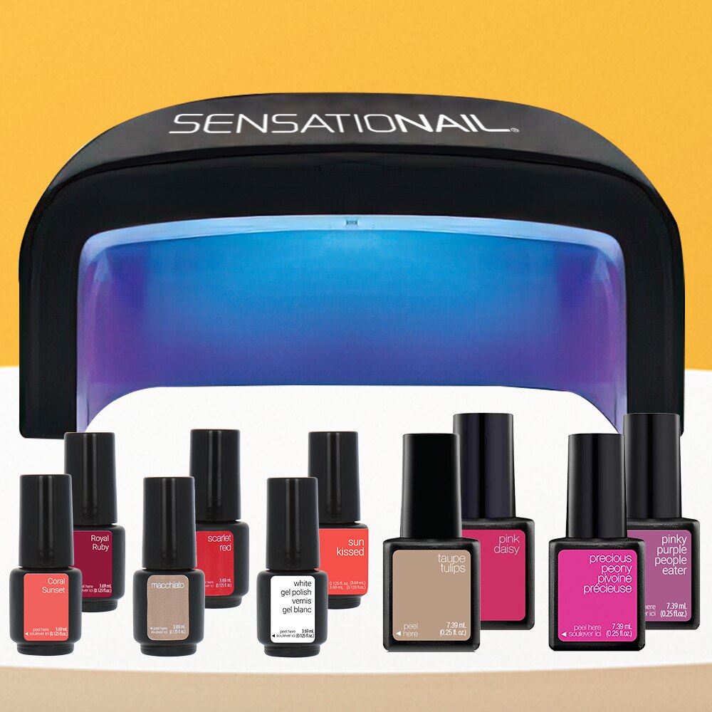 Kit oja semipermanenta 10 buc + lampa led/uv unghii + set nail art ...