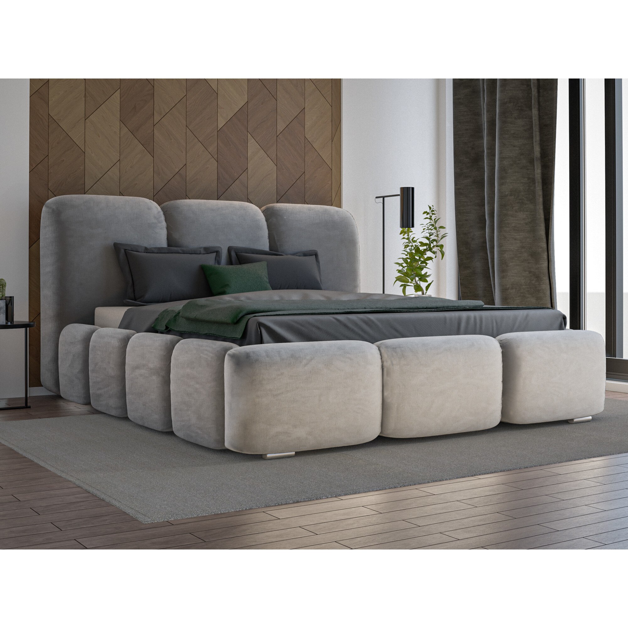 Pat dublu cu lada depozitare, Emporius, Merkad, Stil modern, Lemn ...