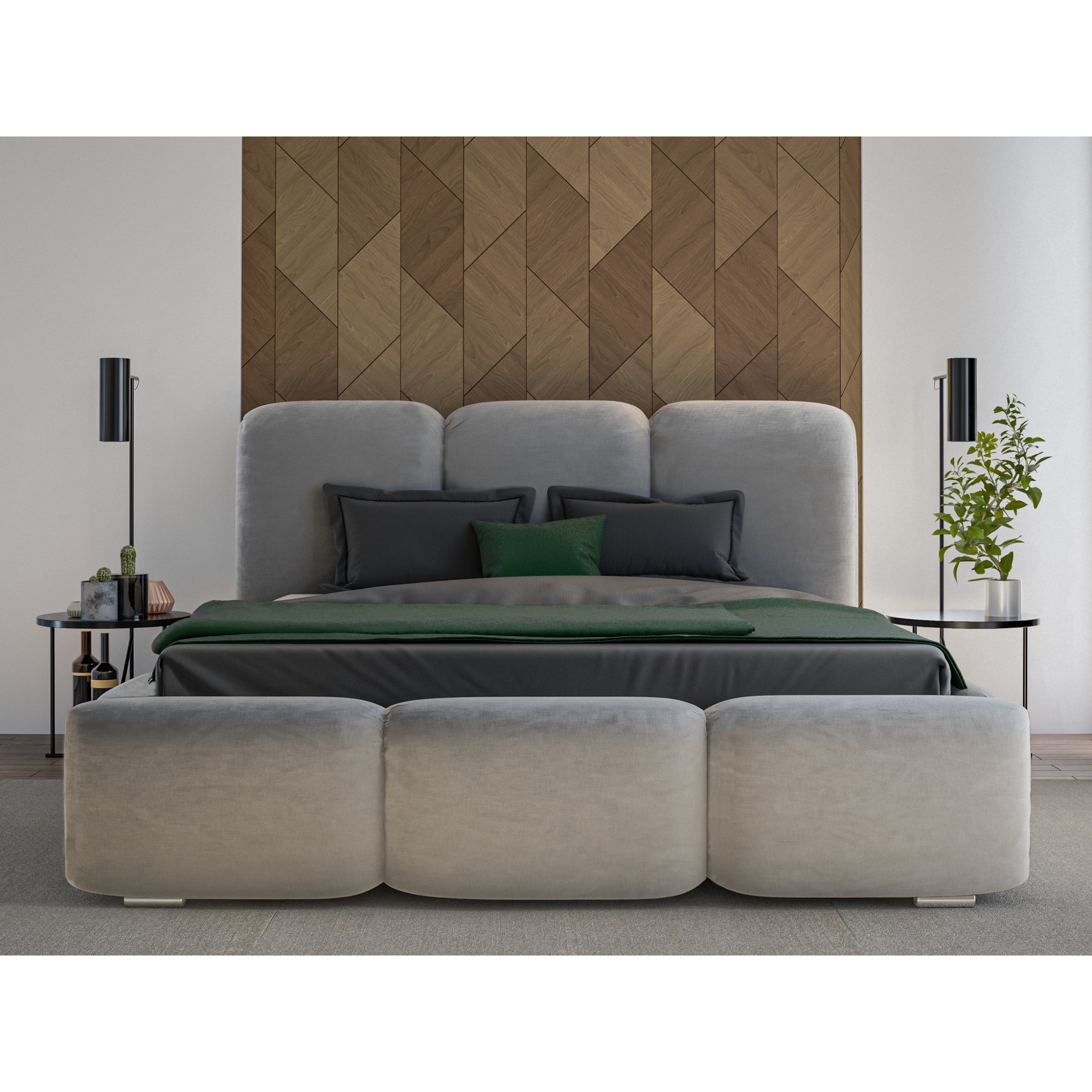 Pat dublu cu lada depozitare, Emporius, Merkad, Stil modern, Lemn ...