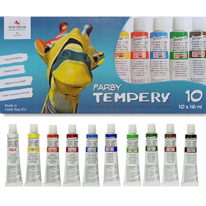 Set vopsele tempera, Koh-i-Noor, 10 x 16 ml, Multicolor - eMAG.ro