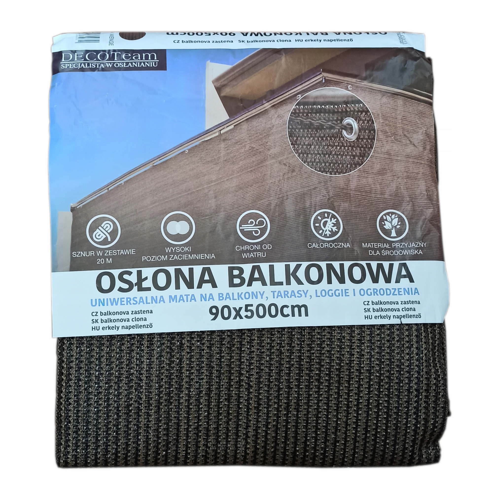 Plasa pentru balcon, DecoTeam, Polietilena, 90 x 500 cm, Maro - eMAG.ro