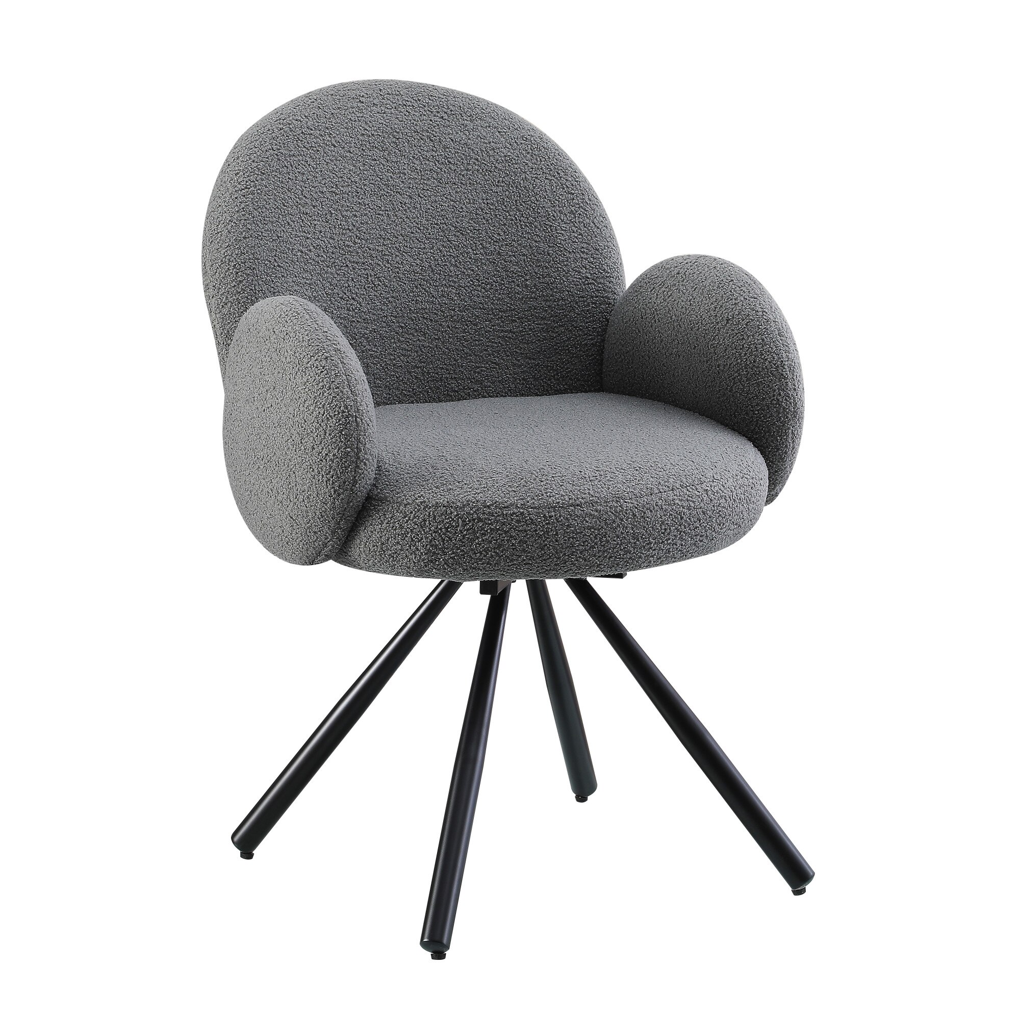 Set 2 scaune rotative tapitate cu stofa boucle si picioare metalice ...