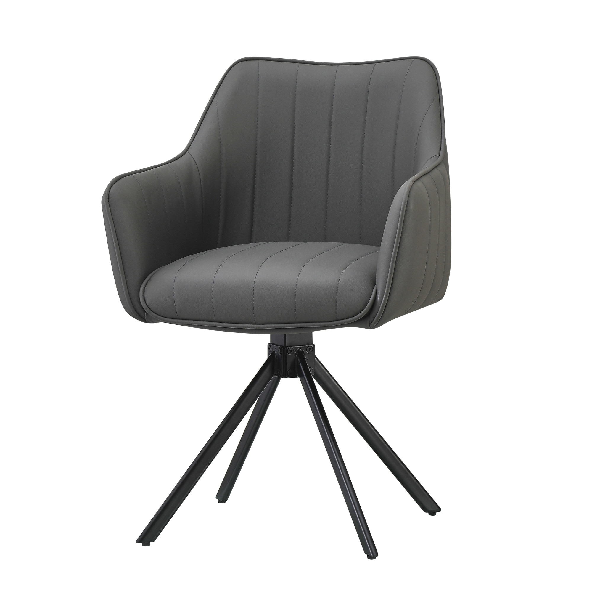 Set 2 scaune rotative tapitate cu piele ecologica si picioare metalice ...