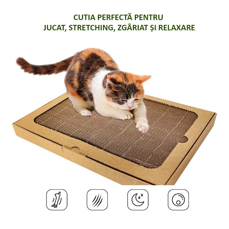 Carton de zgariat pentru pisici, Scratchy Doo, 44x32x4cm, Cutie ...