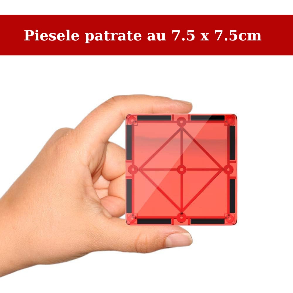 Set de constructie cu placi magnetice, 60 piese, 7.5cm, Jucarie ...