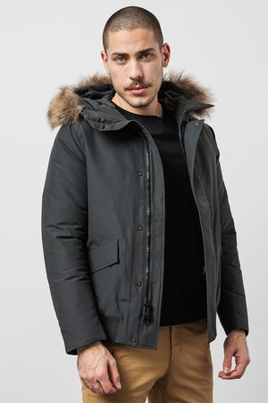 Woolrich, Geaca cu gluga Northen, Gri carbune, XL - eMAG.ro