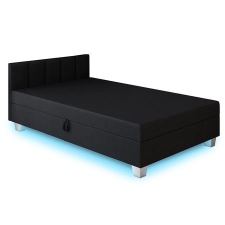 Pat cu LED, Marcela, Lemn, Negru, 90x200 Cm - eMAG.ro