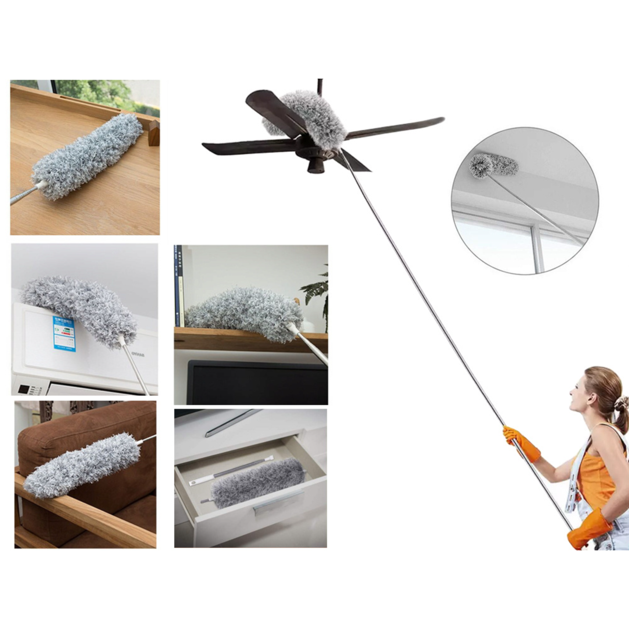 Pamatuf de praf 280 cm extensibil, Microfibra, Verk - eMAG.ro