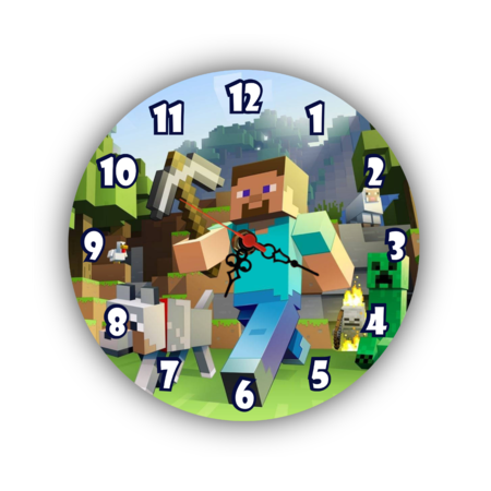 Ceas de perete Minecraft, Cadou Copii, Bloom Atelier, Diametru 27 cm ...