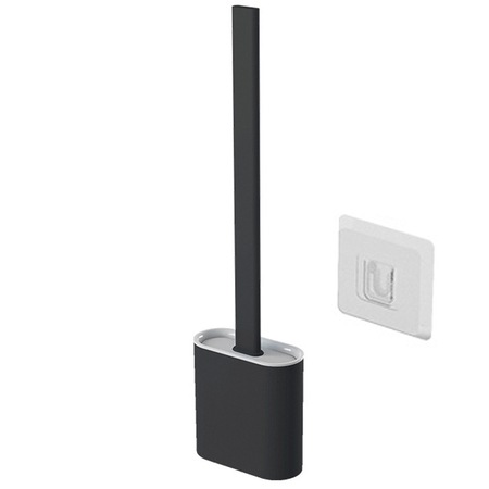 Set perie WC cu suport, Montare perete, Negru - eMAG.ro