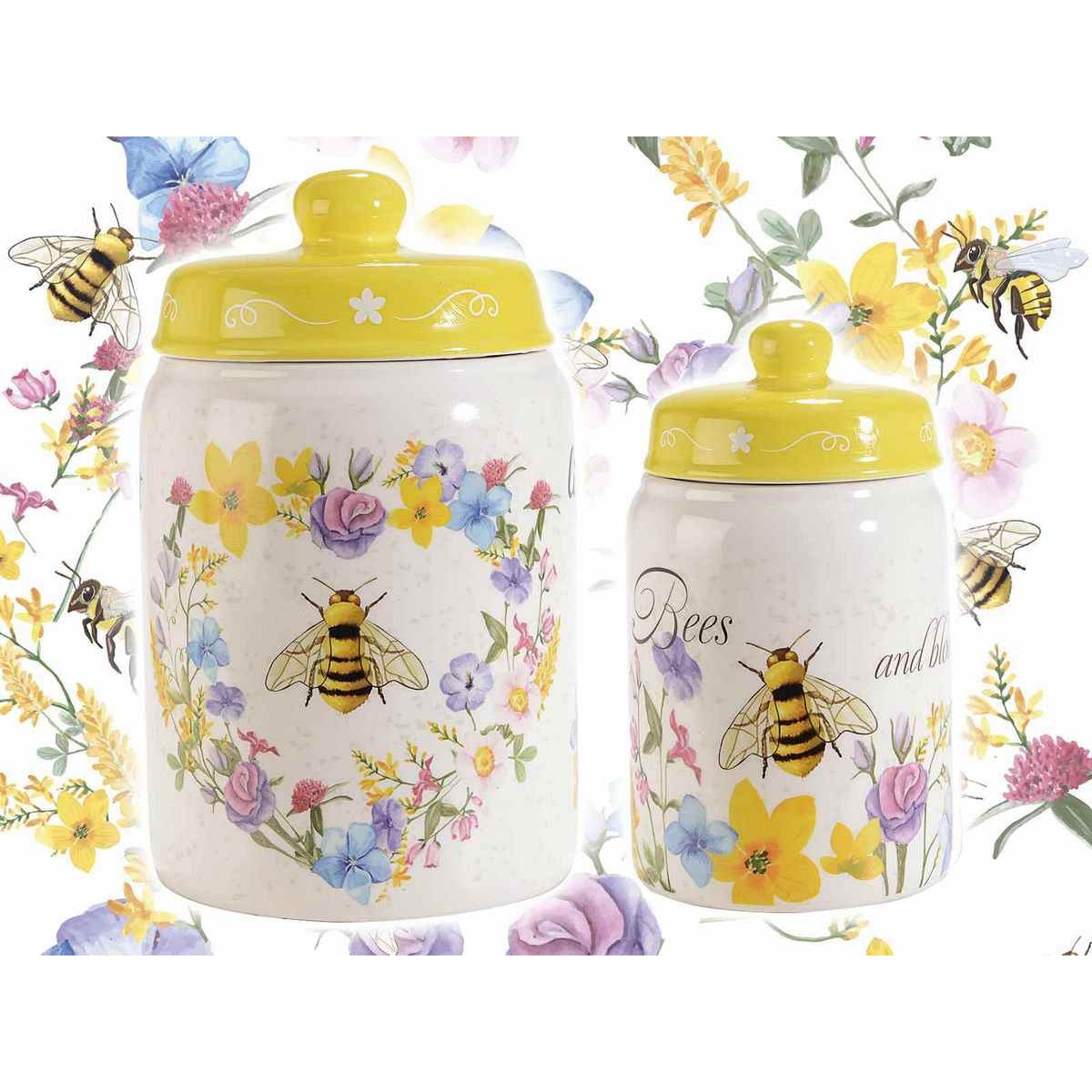 Комплект от 2 керамични декоративни буркана Albinute 11,5x19 см, 8,5x14 ...