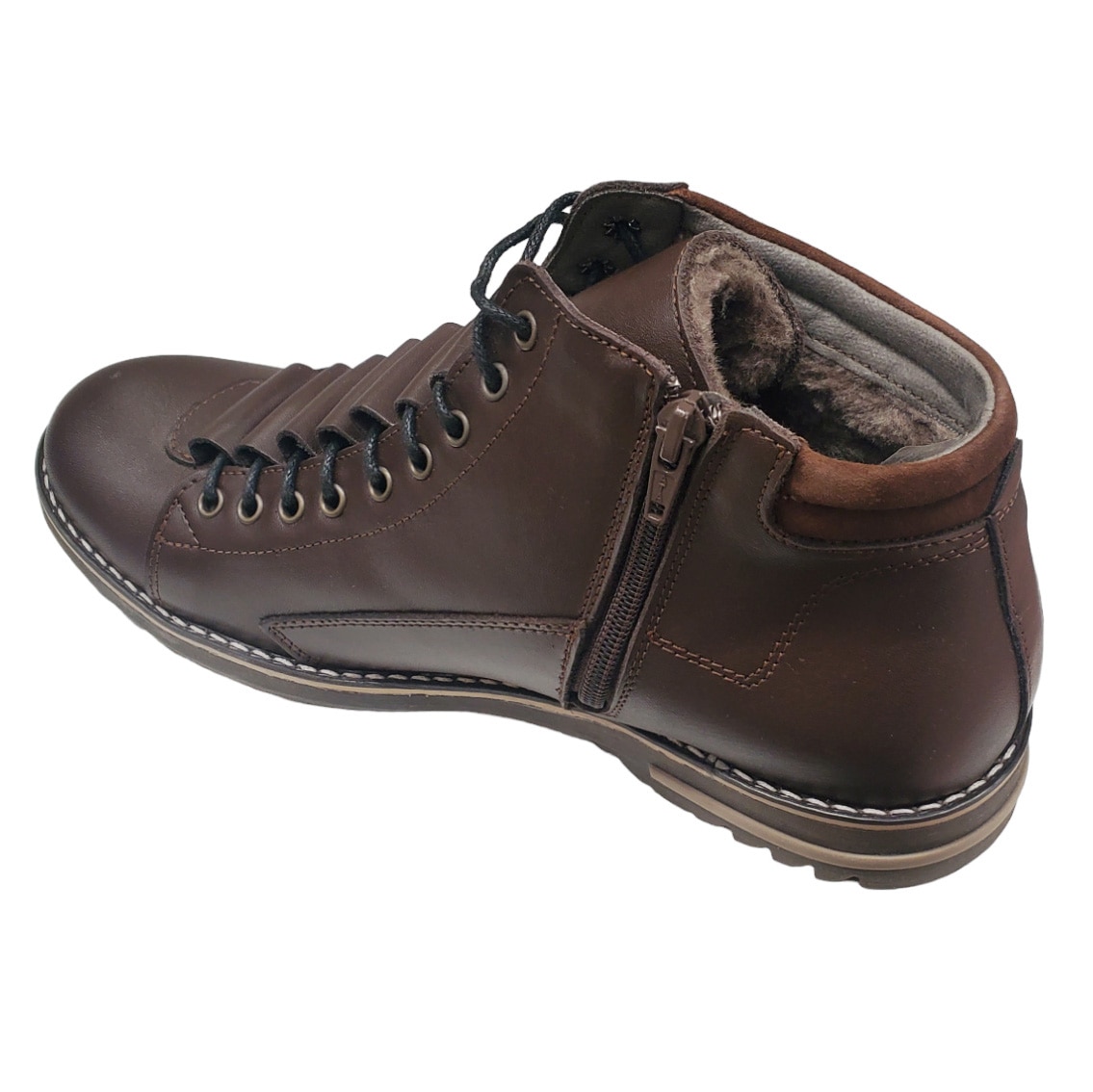Ghete sport barbatesti din piele naturala imblanite, maro, 40 - eMAG.ro