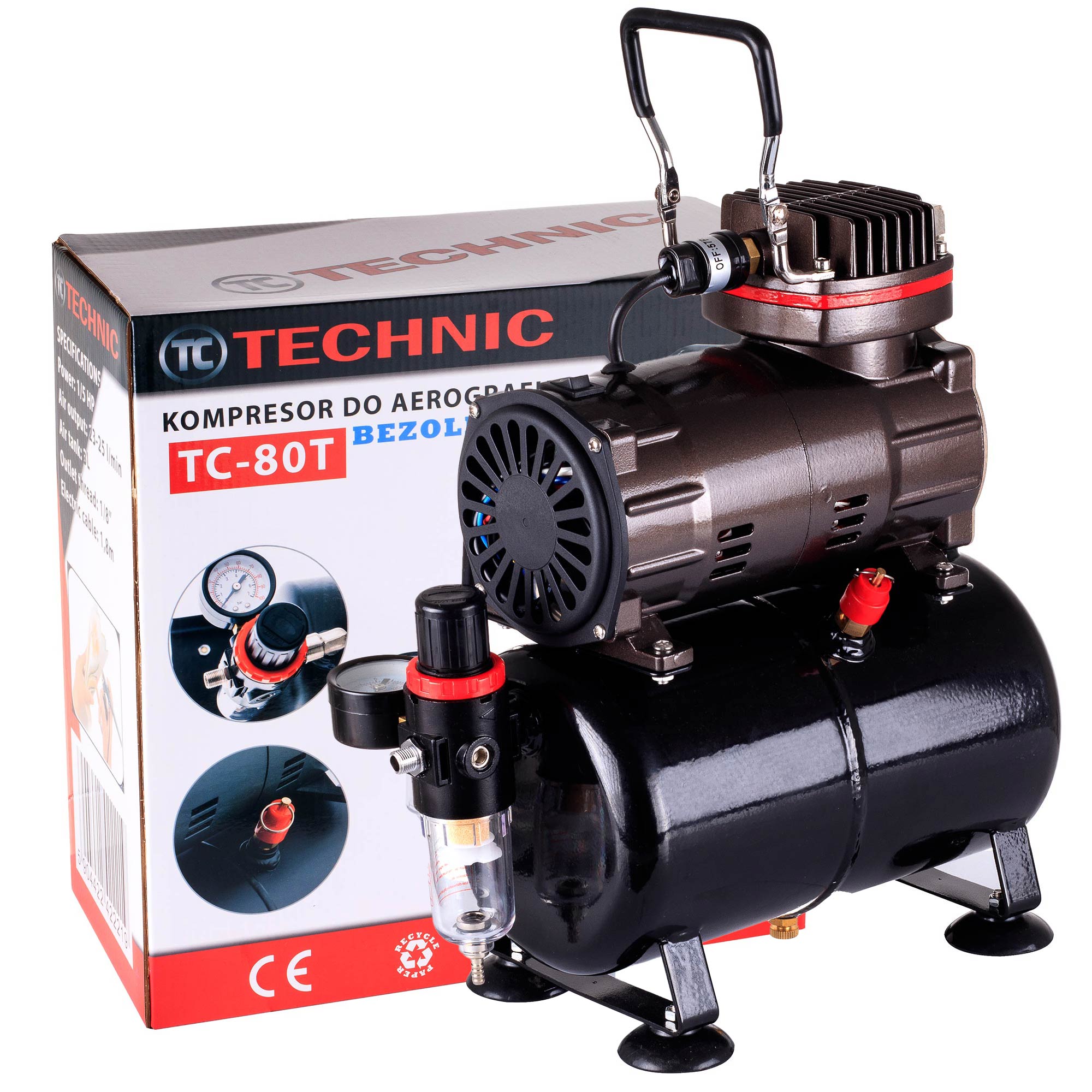 Compressor pentru Airbrush cu Filter si Regulator Rezervor, 3l, TC ...