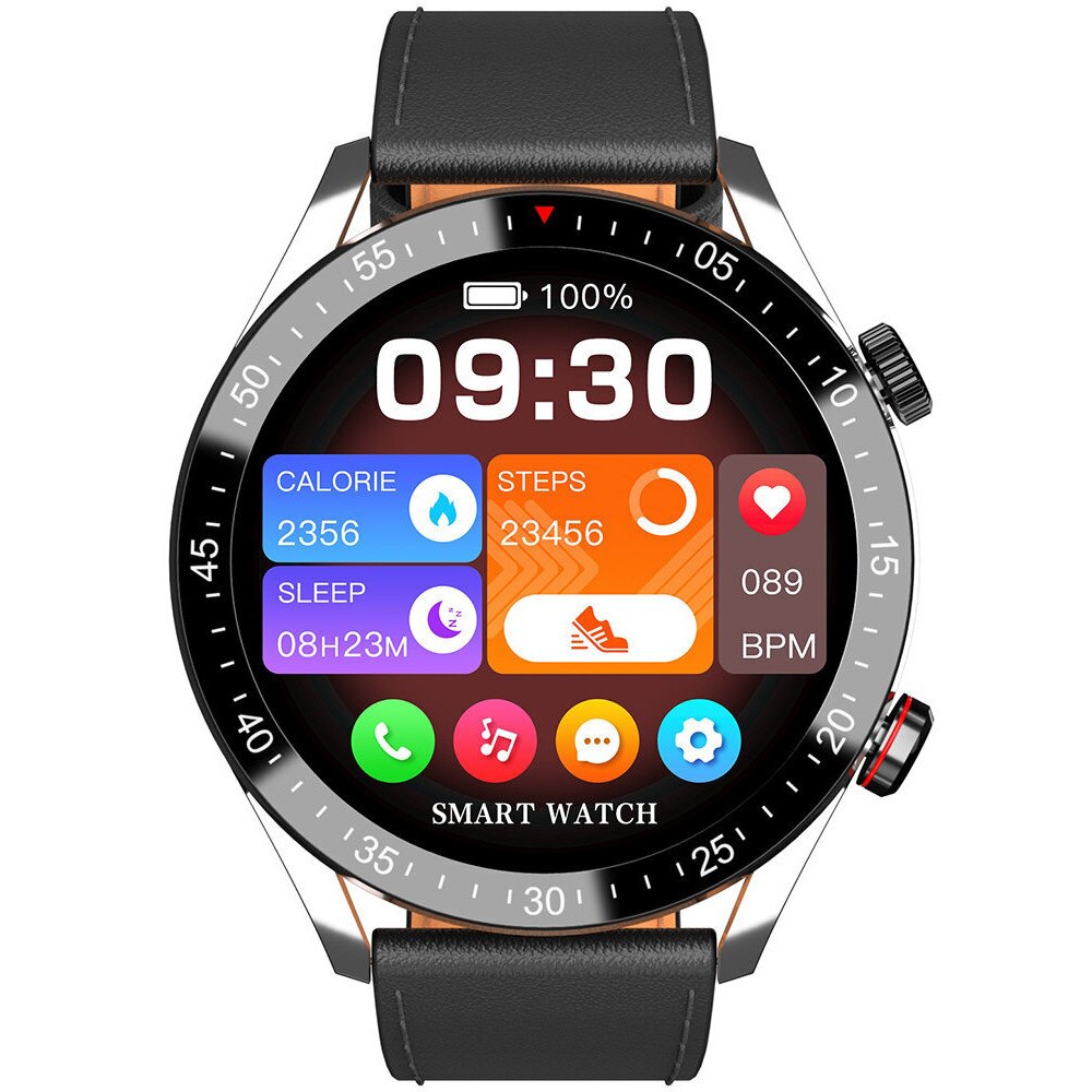 Smartwatch barbati, Gravity Gt4-5, Piele/Metal, 1.39", IP67, Negru ...