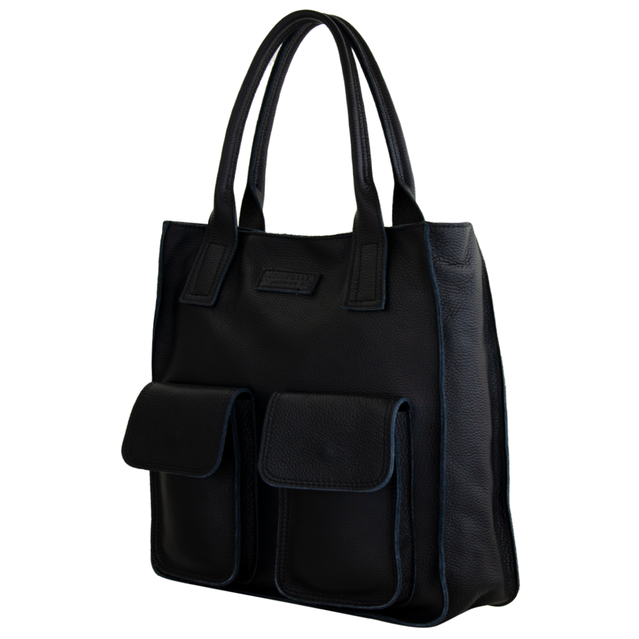 Geanta de dama din piele naturala Eva Bags, Codruta negru mat, 32x40x9 ...
