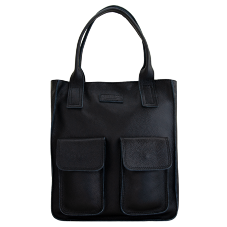 Geanta de dama din piele naturala Eva Bags, Codruta negru mat, 32x40x9 ...
