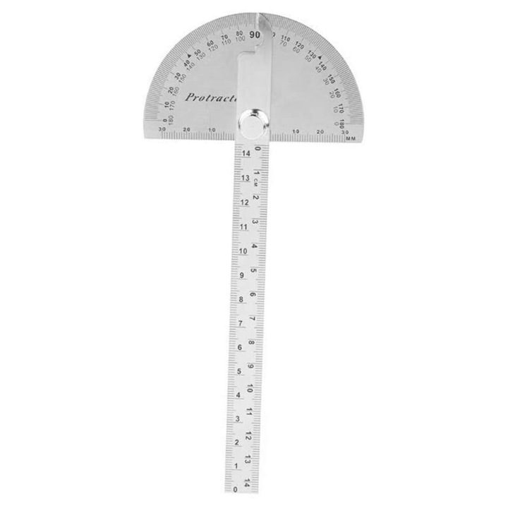 Raportor de 180 de grade, Inox, Cu rigla, 15 cm, Gri - eMAG.ro