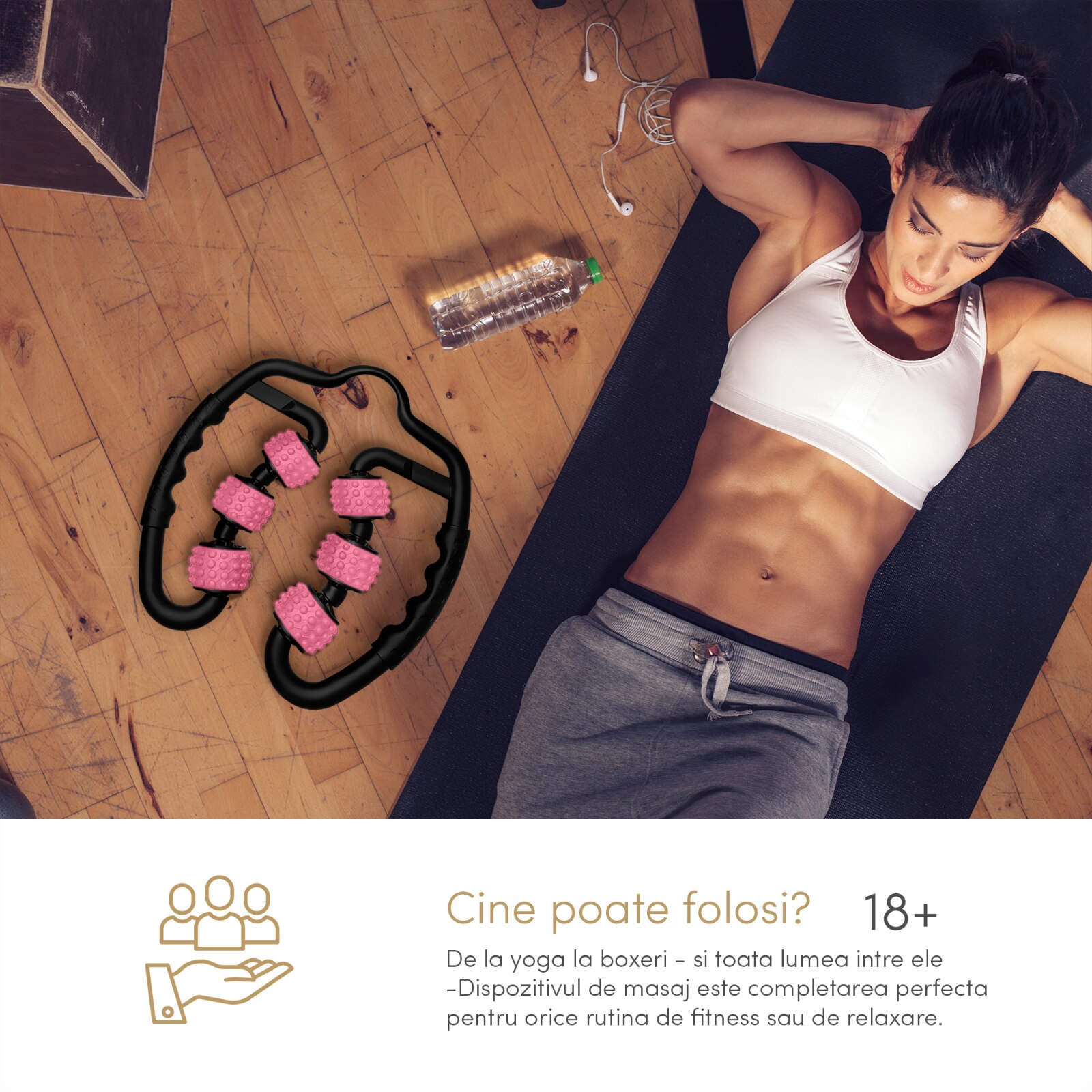 Dispozitiv pentru masaj anticelulitic si relaxare musculara, 6 role ...