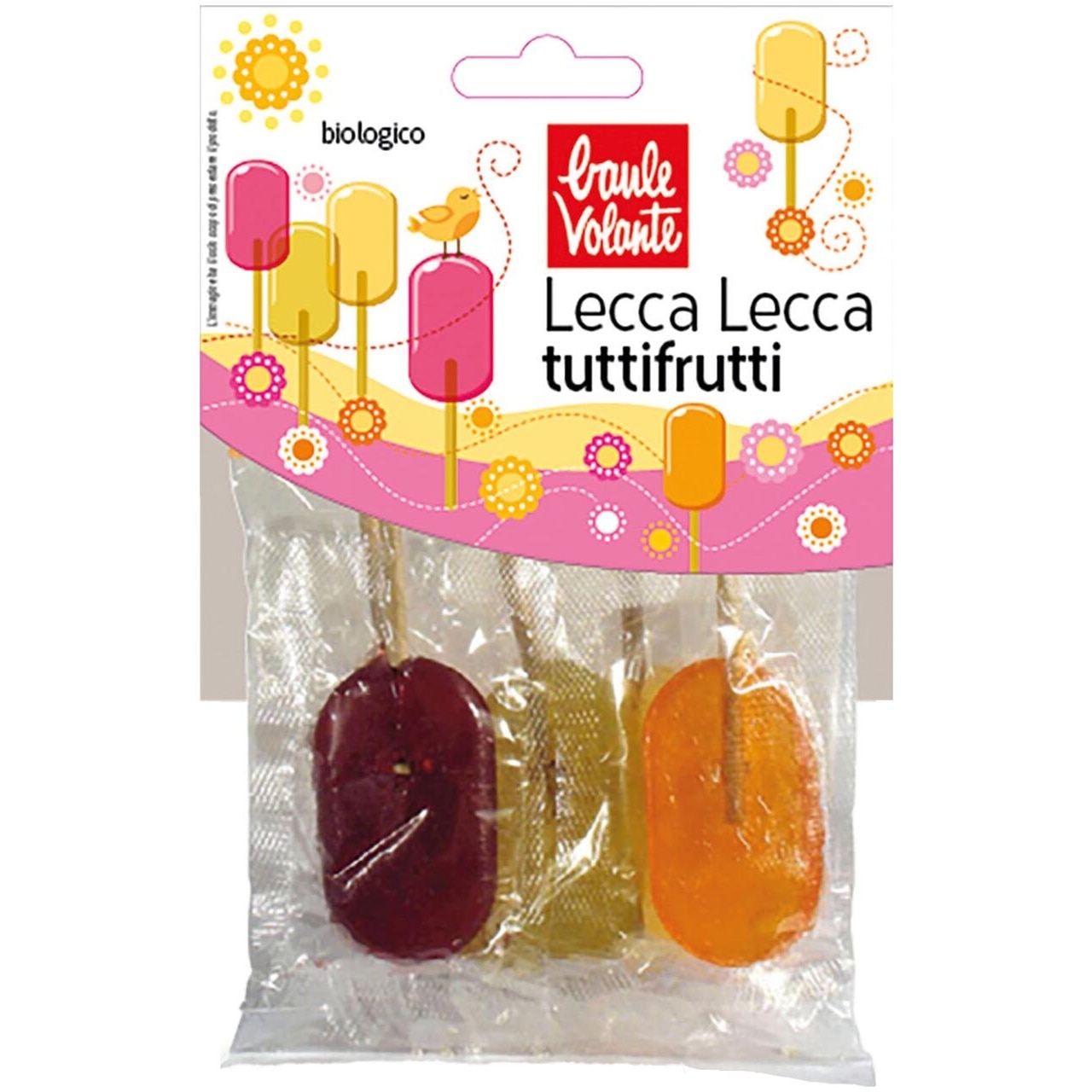 Acadele bio cu fructe Lollypops, Baule Volante 62.5g - eMAG.ro