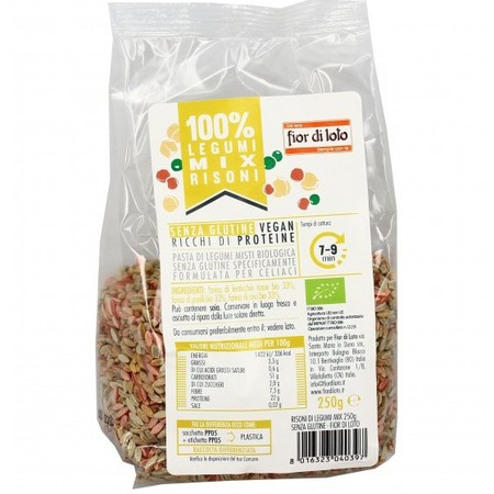 Paste Risoni mix legume (linte rosie, mazare, naut), fara gluten, Fior ...