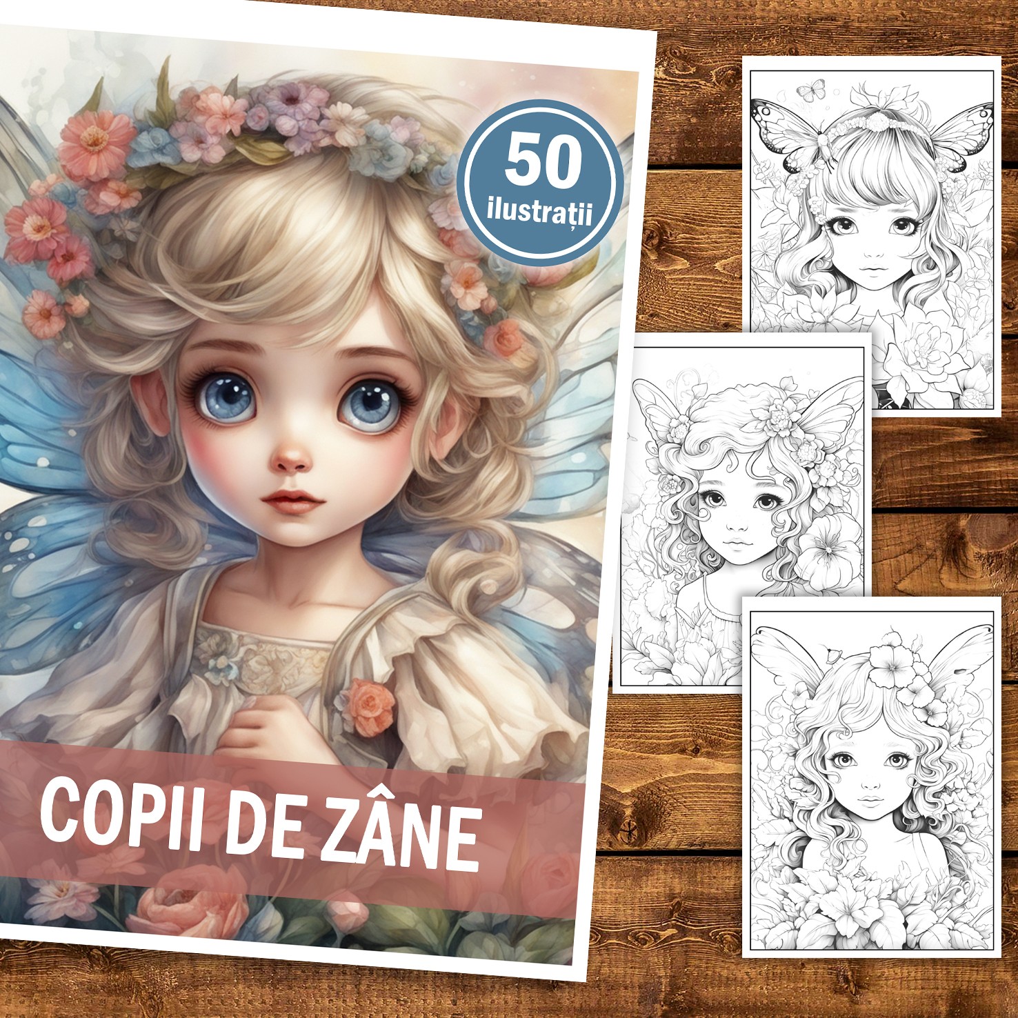 Carte de colorat, 50 de ilustratii, Copii de Zane, 106 pagini - eMAG.ro