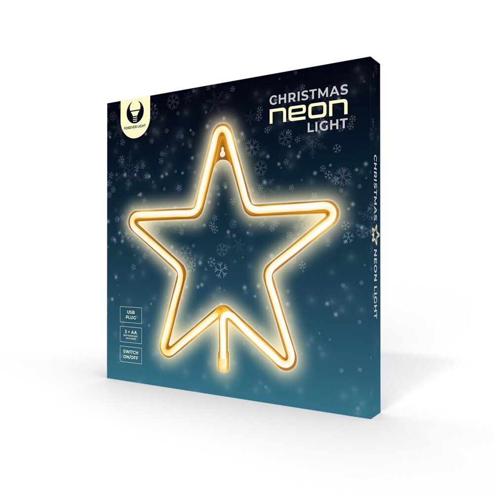 Decoratiune luminoasa LED neon, Christmas Star, Dimensiune 28x28 cm, cu ...