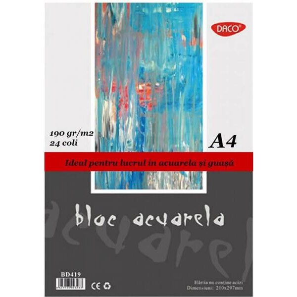 Bloc A4 acuarela 24 file, 190gr/mp DACO - eMAG.ro