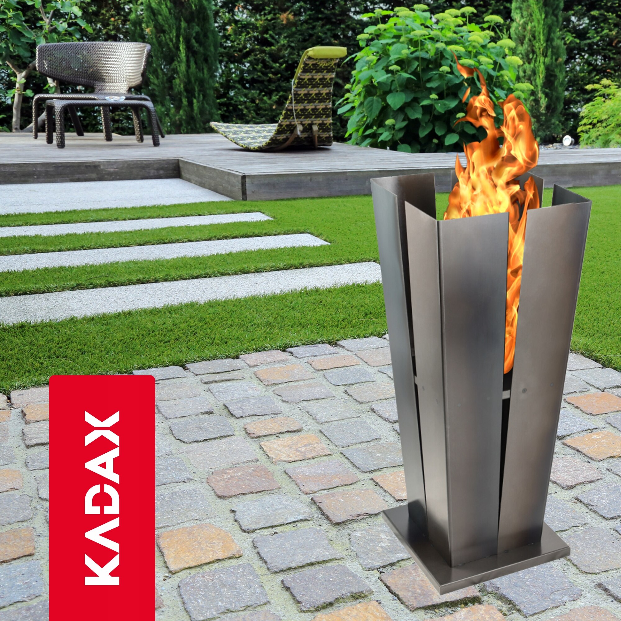 Semineu de gradina, KADAX, Otel, 100 cm, Argintiu - eMAG.ro