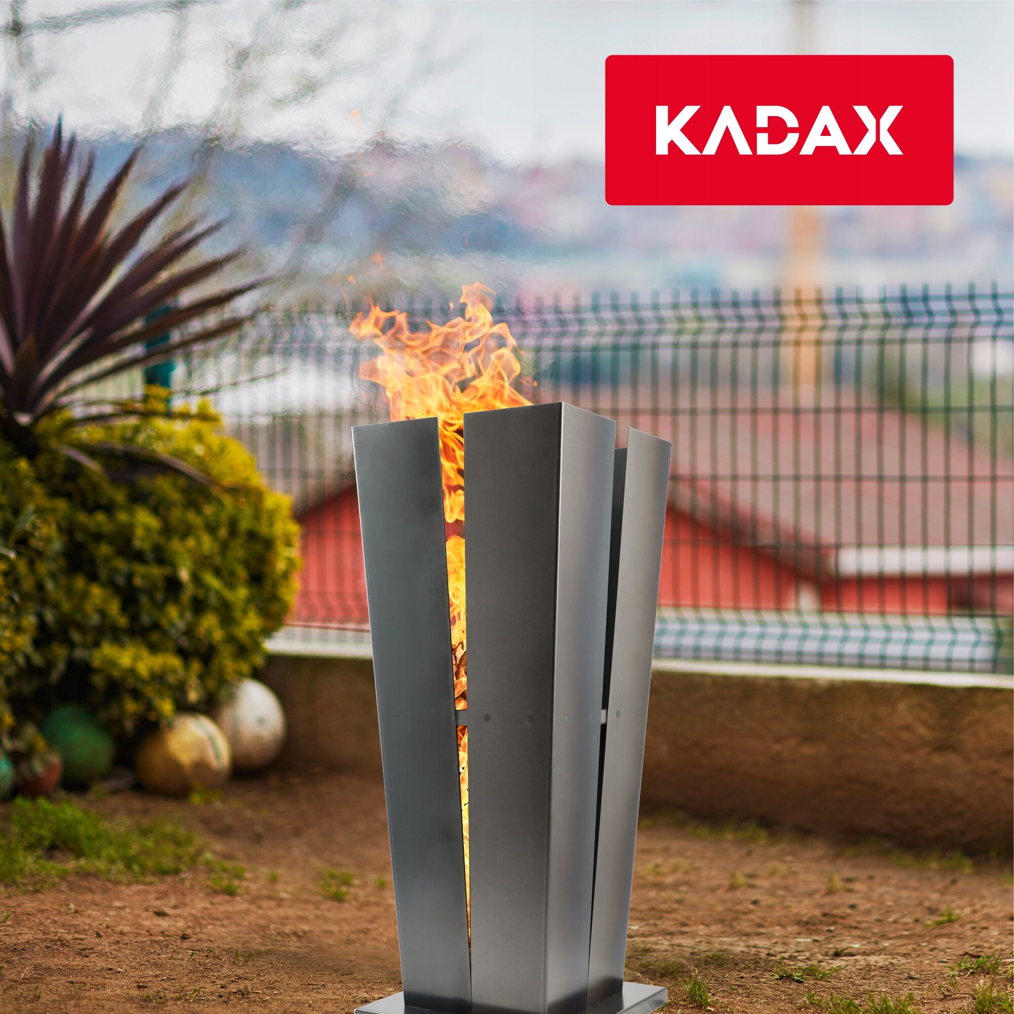 Semineu de gradina, KADAX, Otel, 100 cm, Argintiu - eMAG.ro