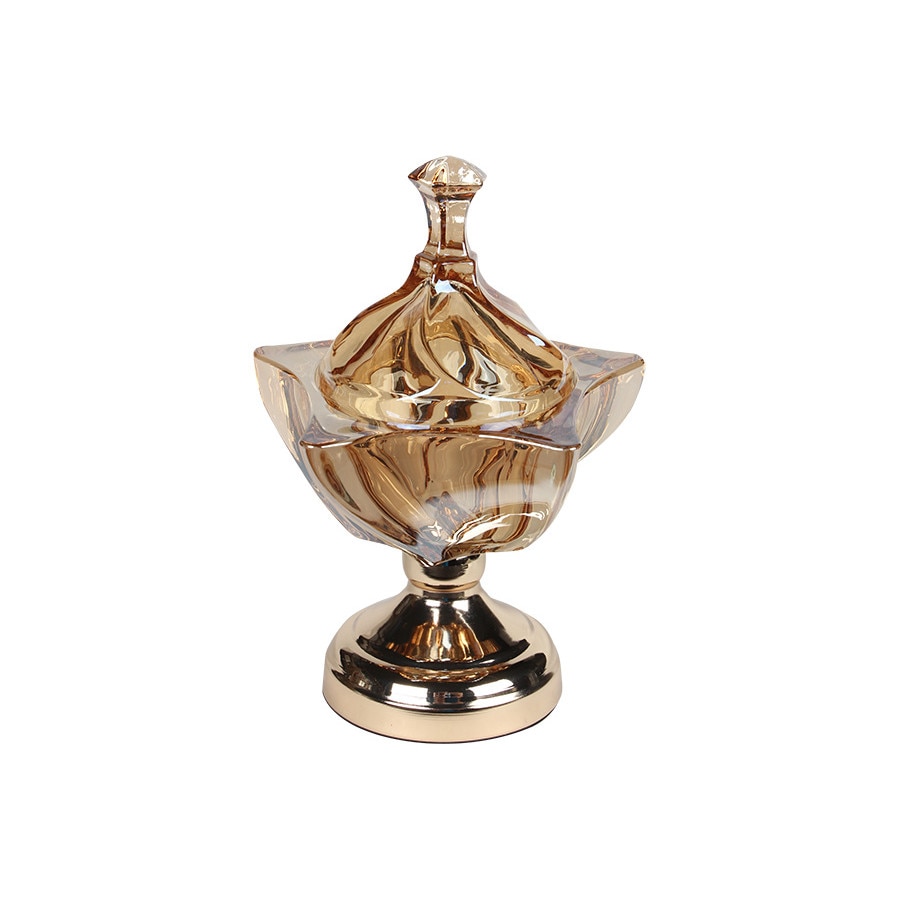 Obiect decorativ, Keskor, din sticla, Φ18X26 cm, cu baza din metal ...