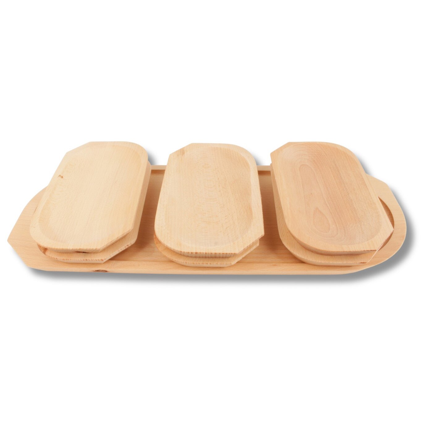 Set 7 tavi de servire, Woodcarver, Lemn, Bej - eMAG.ro