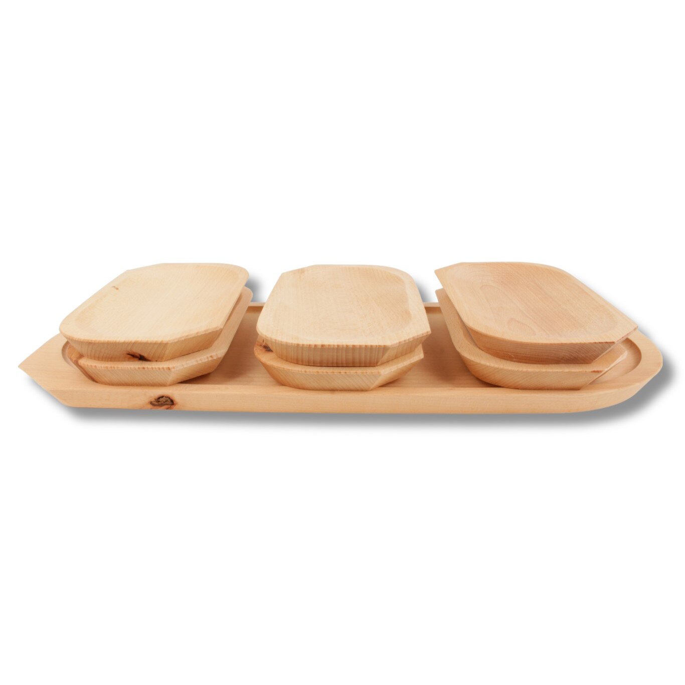 Set 7 tavi de servire, Woodcarver, Lemn, Bej - eMAG.ro