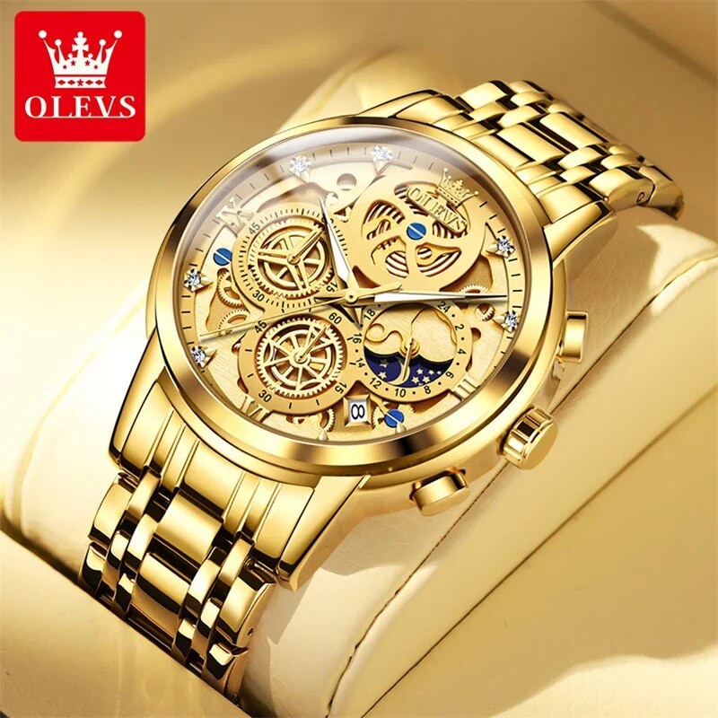 Ceas de mana barbati Olevs Elegant Casual Fashion Cronograf Calendar ...
