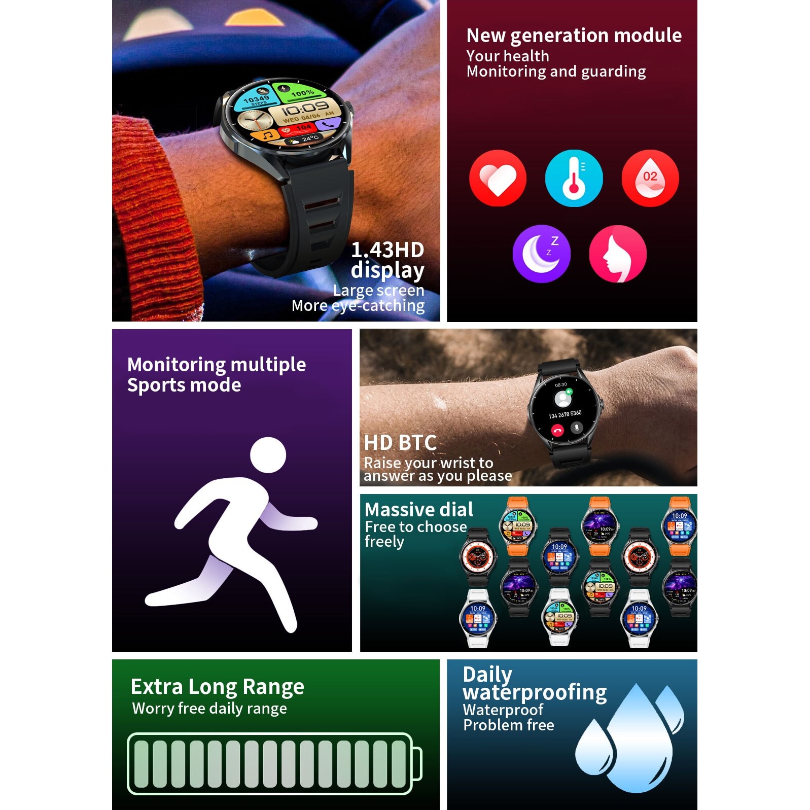 Ceas SmartWatch Delta Pro idealSTORE, Ecran Tactil AMOLED 1 "43 ...