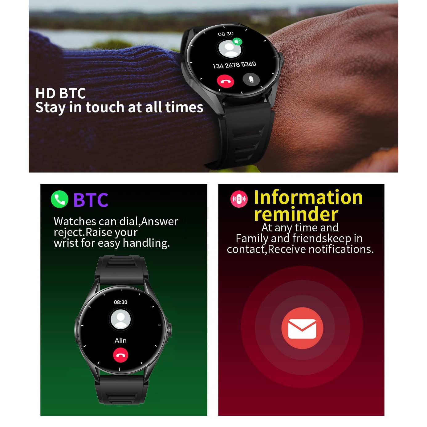 Ceas SmartWatch Delta Pro idealSTORE, Ecran Tactil AMOLED 1 "43 ...