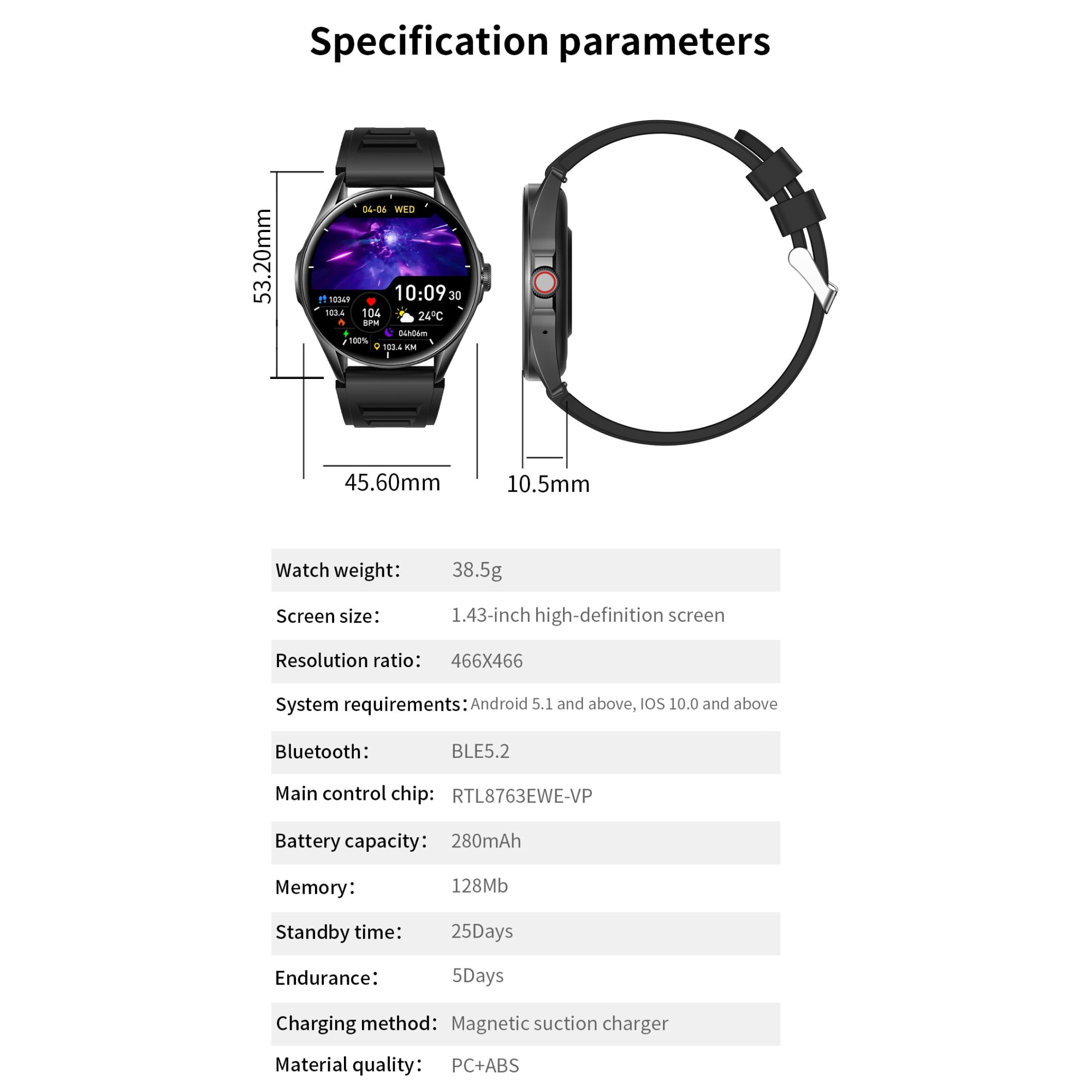 Ceas SmartWatch Delta Pro idealSTORE, Ecran Tactil AMOLED 1 "43 ...