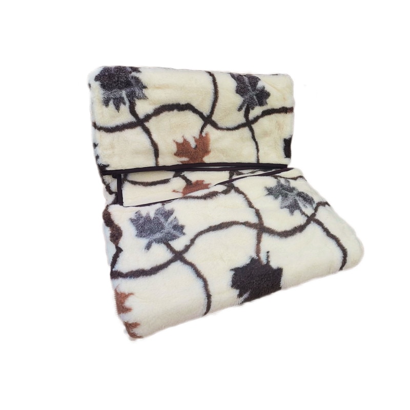 Patura din lana naturala, model frunza, 200x220 cm - eMAG.ro